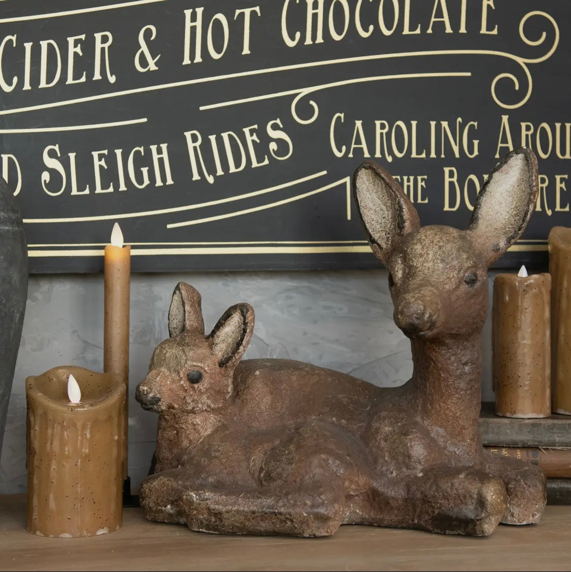 Sitting Doe / Fawn Satuette — The Golden Antler Boutique